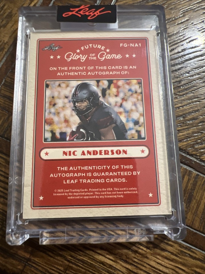 NIC ANDERSON 2025 LEAF GLORY OF THE GAME FUTURE AUTOGRAPH AUTO #3/5 LSU ...