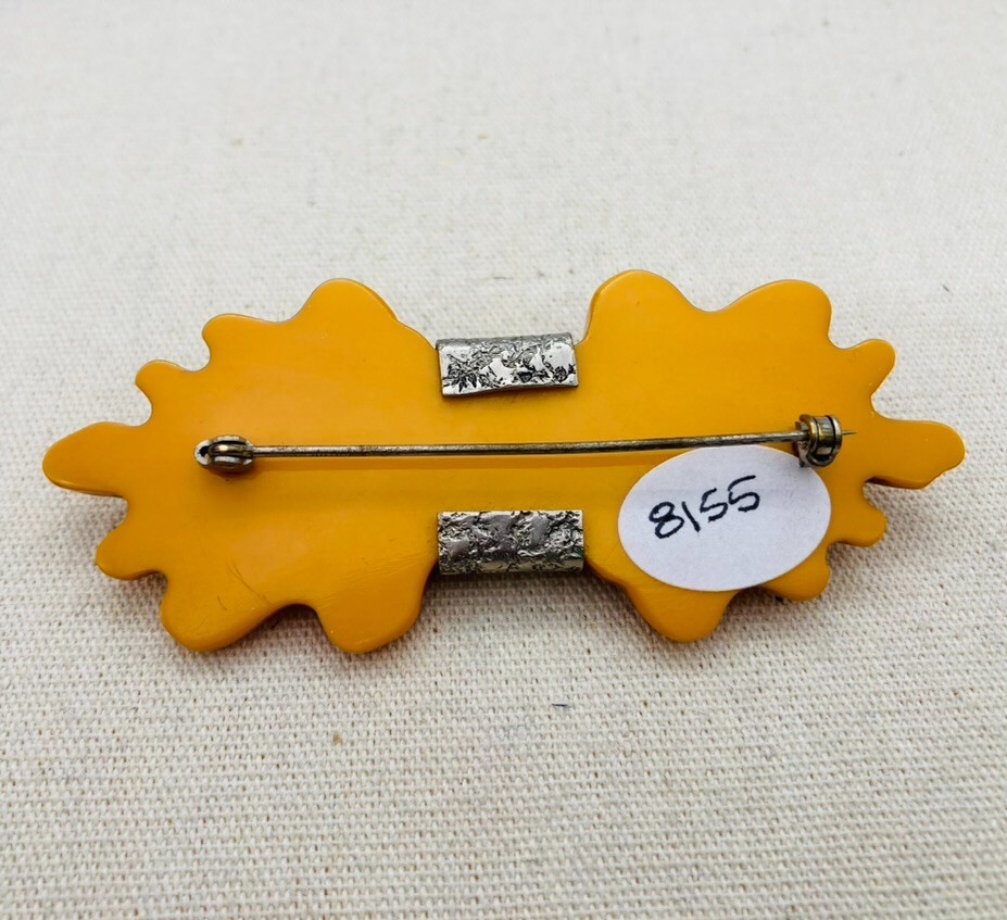 Sterling & Bakelite ~ ACORN FOLIAGE BROOCH ~ Large Silver Pin | eBay