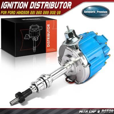 Blue Ignition Distributor with Cap & Rotor for Ford Windsor 221 260 289 ...