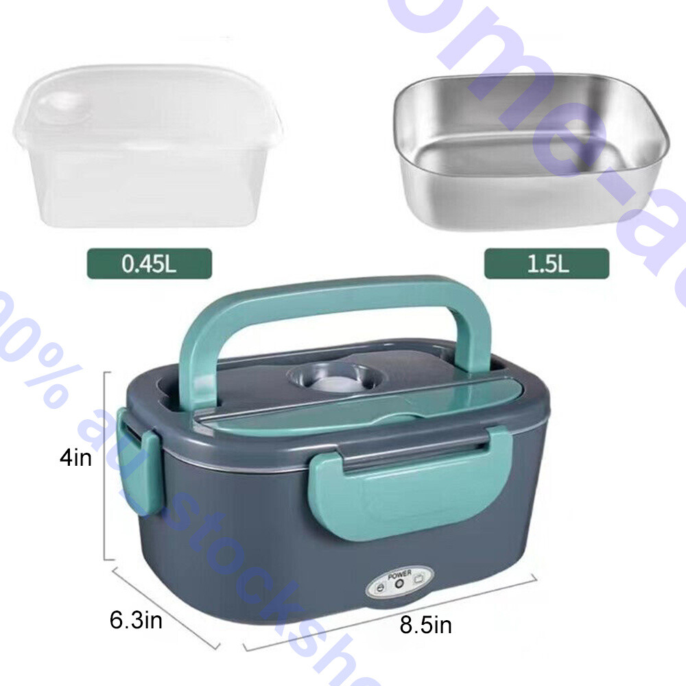 2in1 Electric Lunch Box Stainless Steel Food Heating Bento Box AU Plug ...