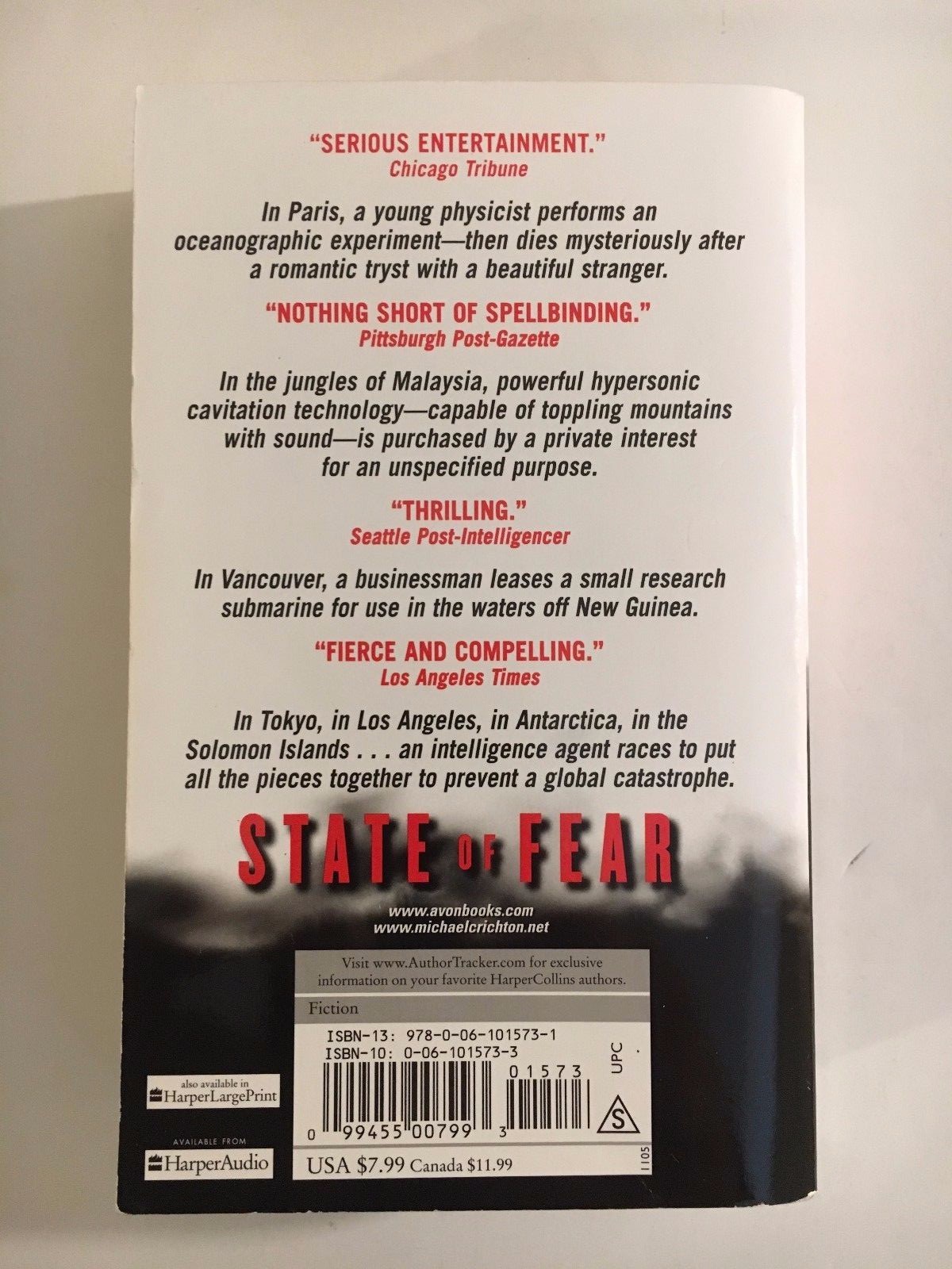 State of Fear by Michael Crichton (2005, Paperback) 9780061015731| eBay
