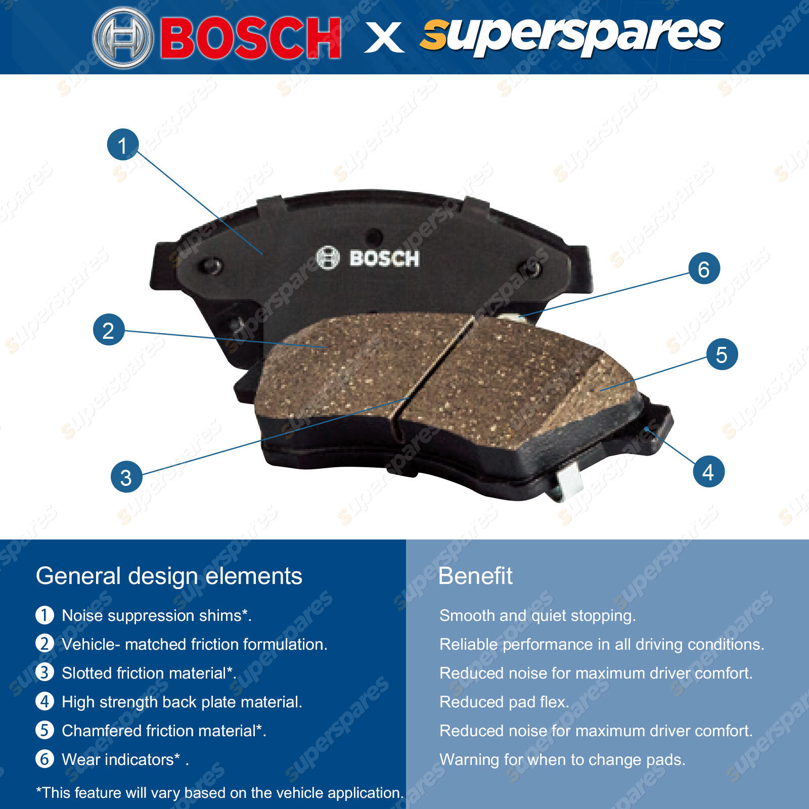 4Pcs Front Bosch Disc Brake Pads for Holden Barina TK F16D3 1.6L 2010 ...