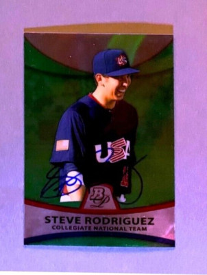 STEVE RODRIGUEZ 2010 Bowman Chrome Team USA *REFRACTOR* AUTOGRAPH #'d ...