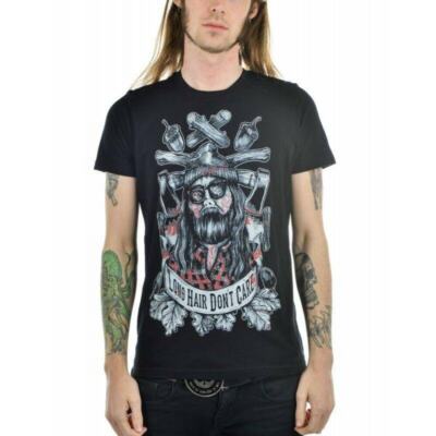 Too Fast Clothing Long Hair Dont Care Mens T-Shirt Goth Tattoo ...