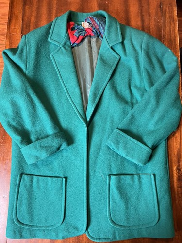 Vtg Russ Togs Women's Wool Overcoat Green Union Made In USA XL | eBay