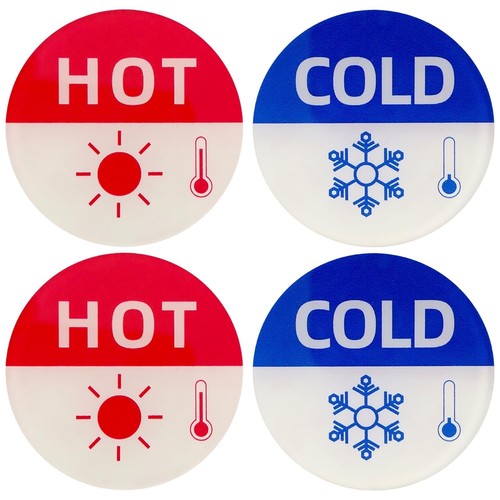 4 Pack Hot and Cold Water Stickers Self-adhesive Acrylic Cold and Hot ...