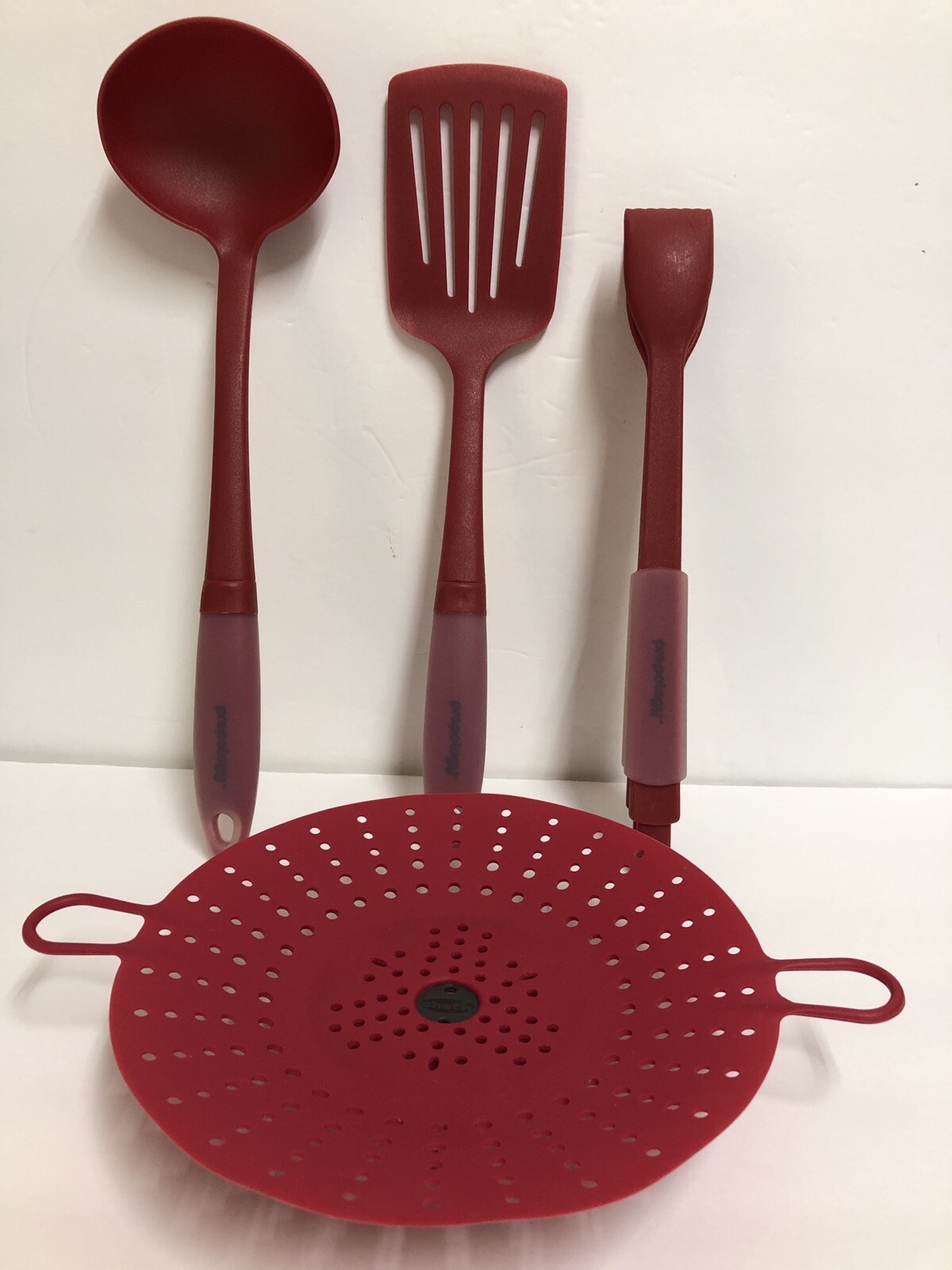 Prepology Silicone Spatula Soup Ladle Tongs Chef'n Strainer Red Kitchen ...
