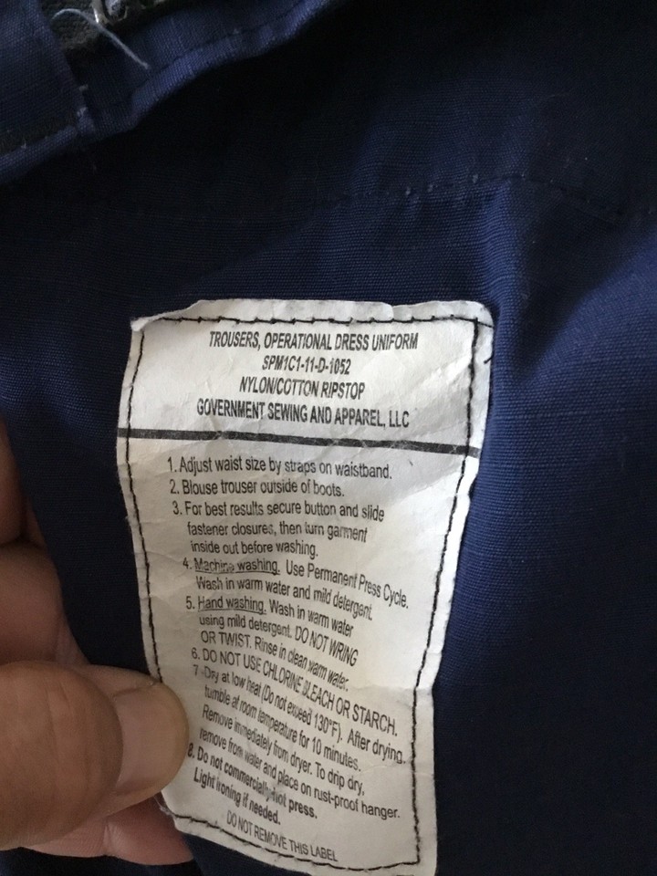 US Coast Guard Blue Trousers, Operational Dress Uniform Size Large ...