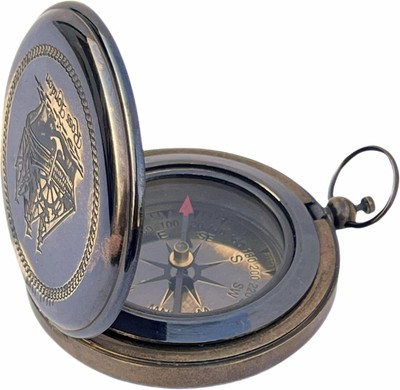 Antique Brass Pocket Compass with Lid – Vintage Maritime Ross London ...