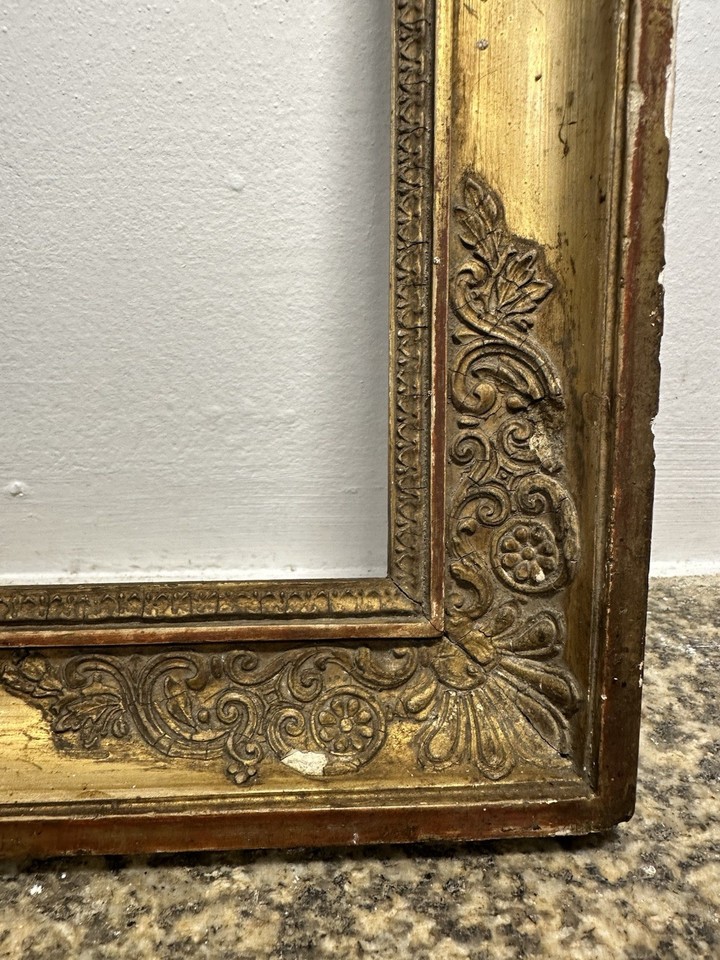 XIX Frame With 4 Keys 4P 4F Gilded Moulded With Leaf Decor Frame: 24.5 ...