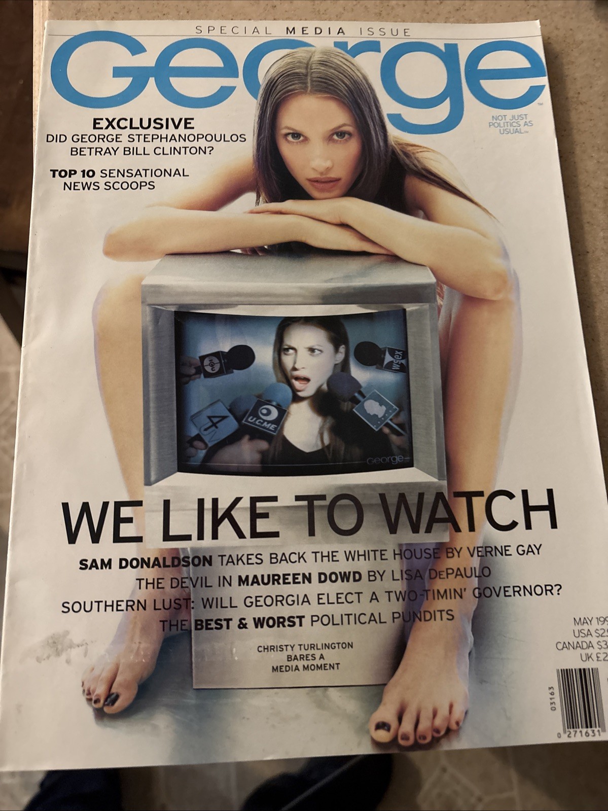 George Magazine May 1998 Christy Turlington Sam Donaldson Maureen Dowd ...