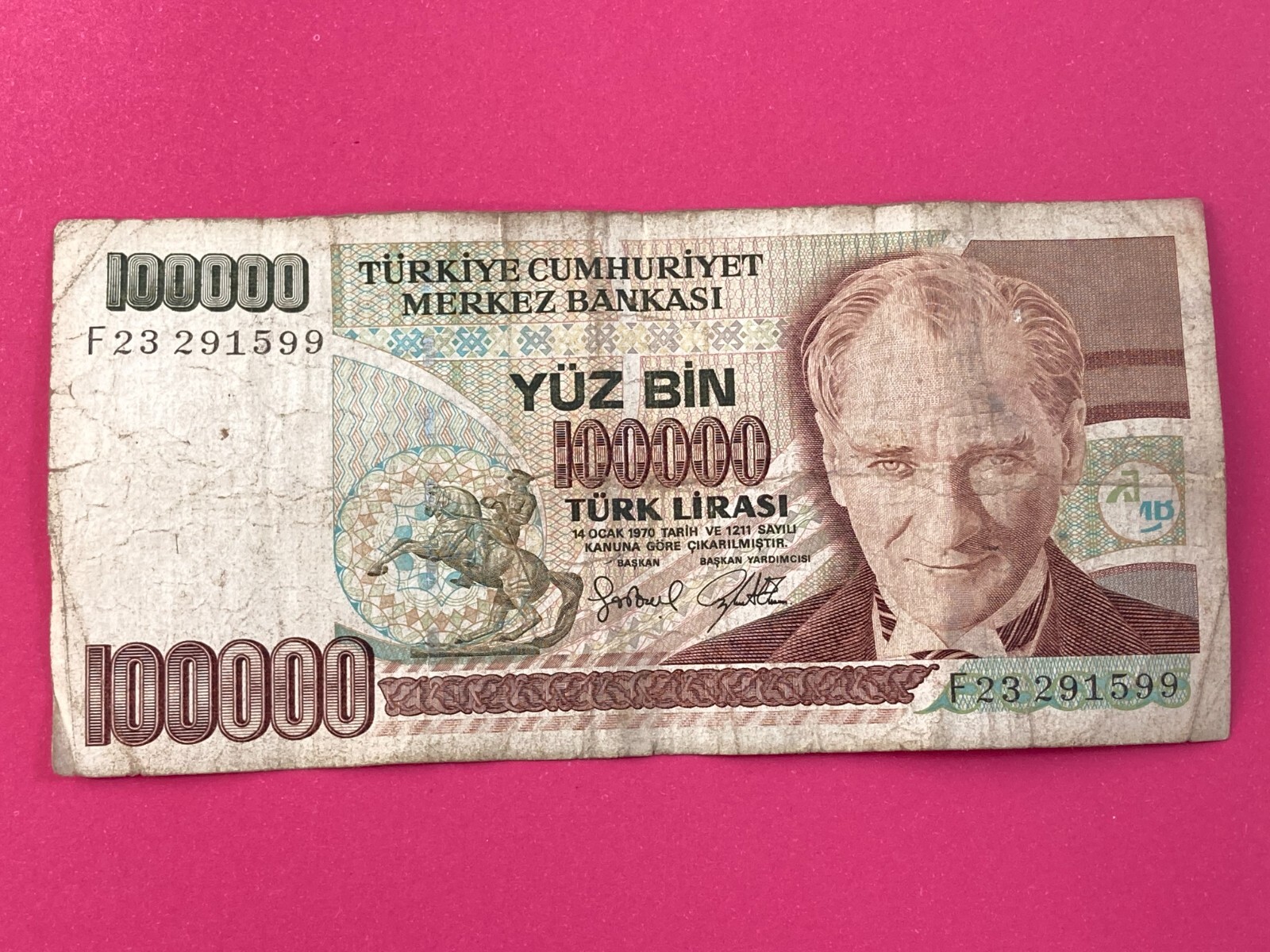 Turkey 100000 Bank Note ~ Turkiye Cumhuriyet Merkez Bankasi | eBay
