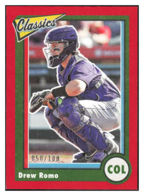 DREW ROMO RC 2023 Panini Chronicles /100 Classics Red #13 ROOKIE Rockie ...