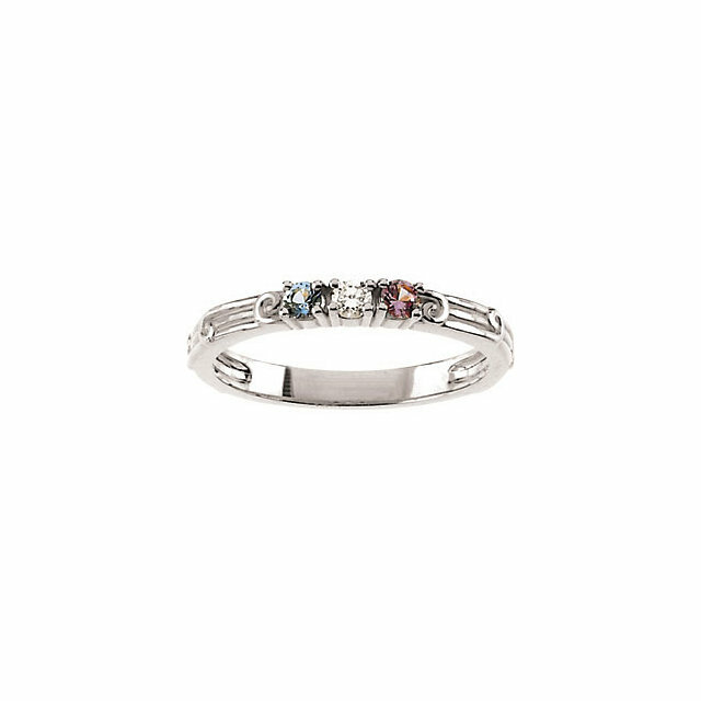 Stackable Family Ring 10K or 14K Solid Gold 1-4 Stones Mothers Jewelry ...