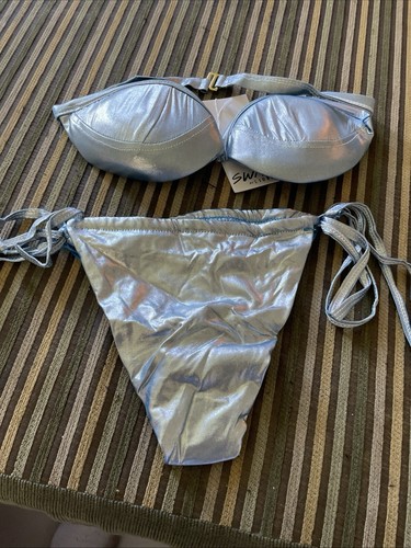 LIONESS ELLE BIKINI BLUE METALLIC SWIM SUIT SZ L FREE POSTAGE (WOMENS ...