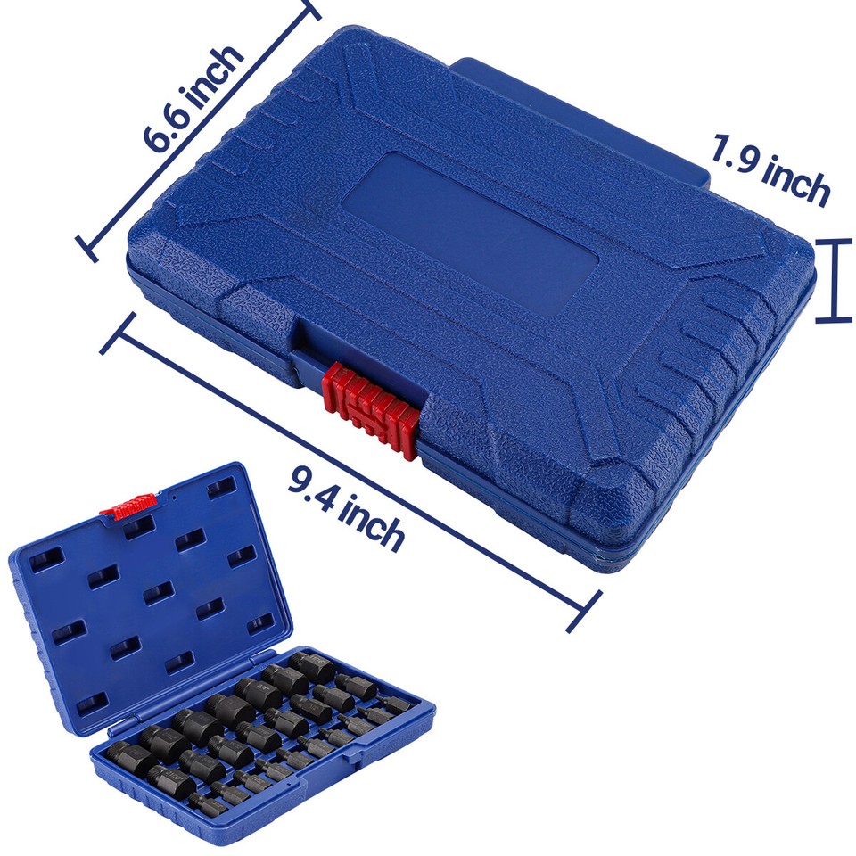 25-Piece Easy Out Screws Bolt Extractor Socket Set Hex Head Rounded ...