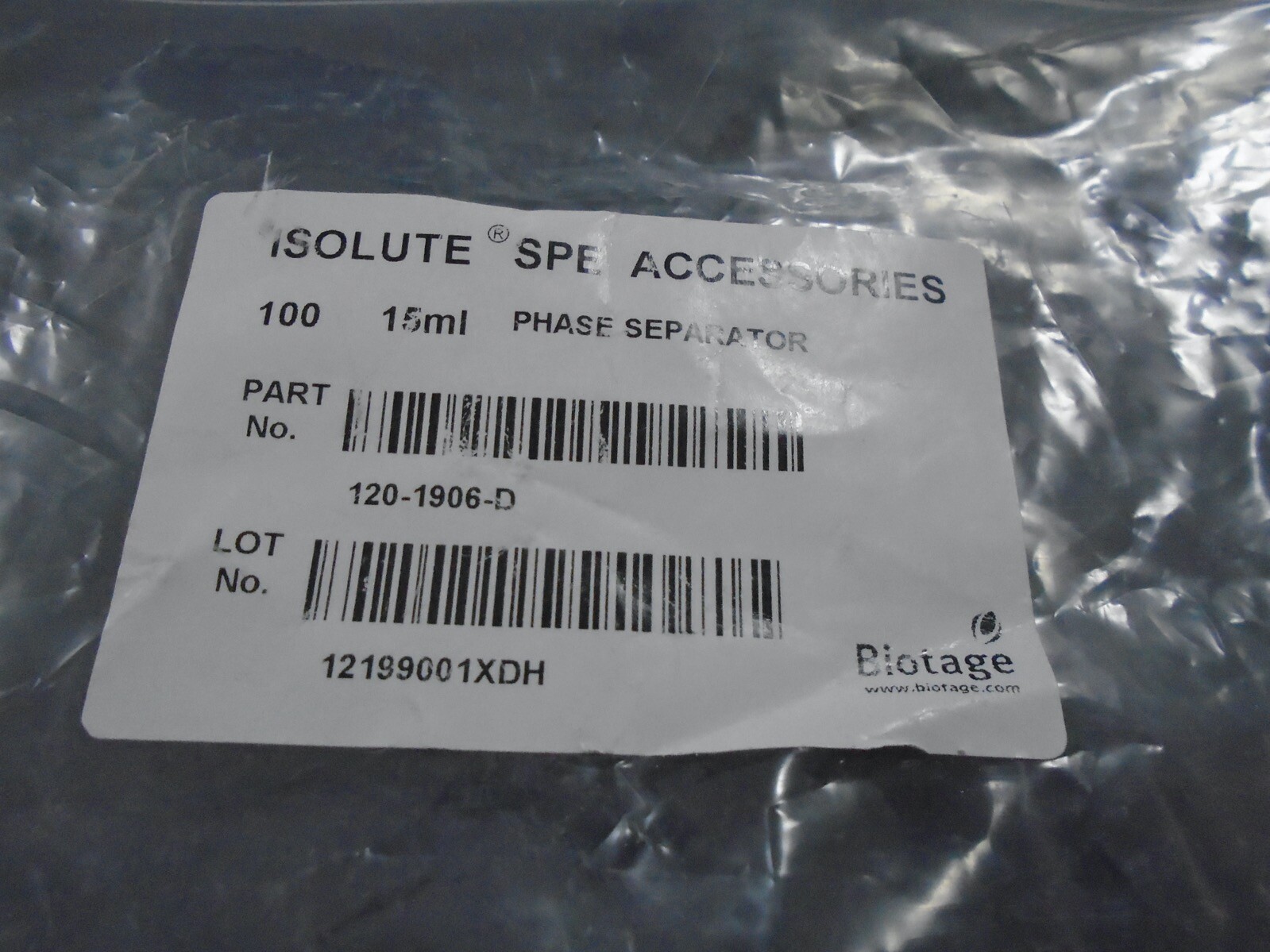BIOTAGE Isolute SPE 15mL Phase Separator Filter Column 120-1906-D (32 ...