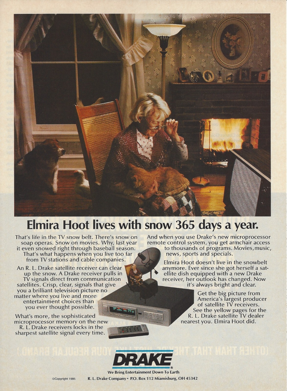1985 R L Drake TV Satellite Receiver Elmira Hoot vintage print ad ...