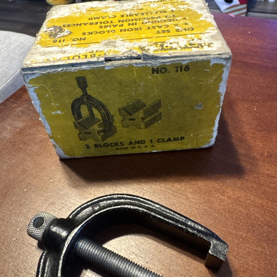 Machinist V-Blocks Set And Clamp GENERAL NO 116 In Box 2 V-Blocks 1 ...