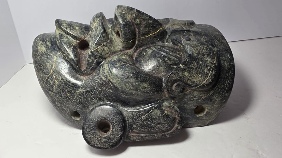 Pre-Columbian Serpentine Stone Mayan Chacc Funerary Mask 700 Ad 1200 AD ...