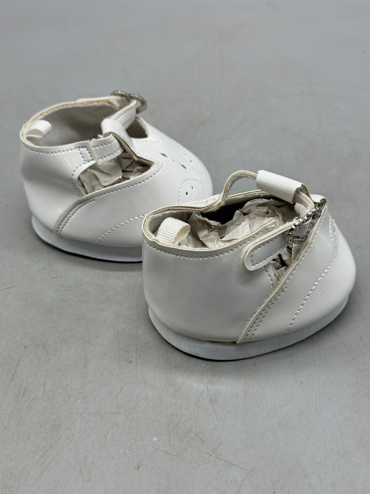 vintage White doll plush Shoes With Heart hook & loop Noah's Ark 3.5 ...