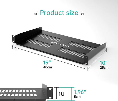 2-Pc 19 inch Rack Shelf, 1U Server Rack Shelf 10" Deep, Universal ...