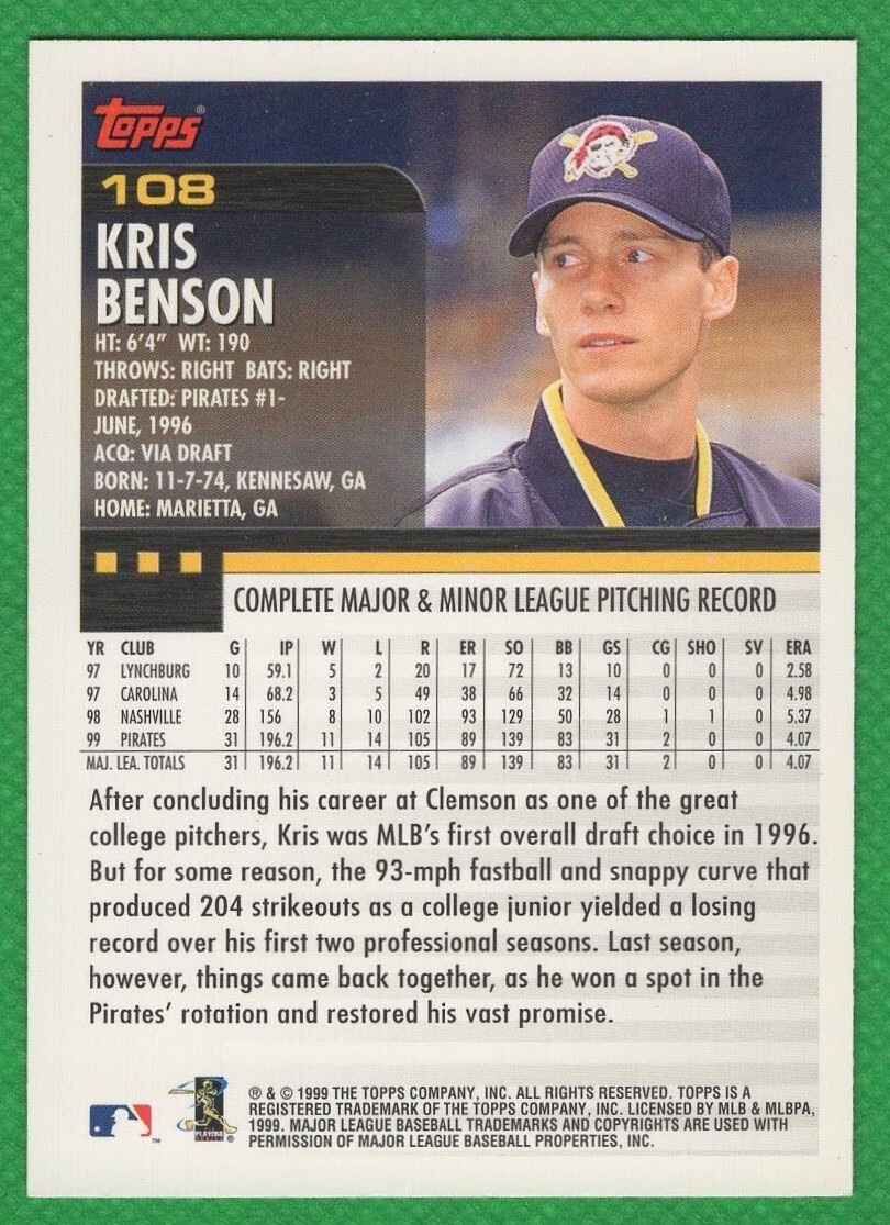 2000+Topps+-+%23108+Kris+Benson for sale online | eBay
