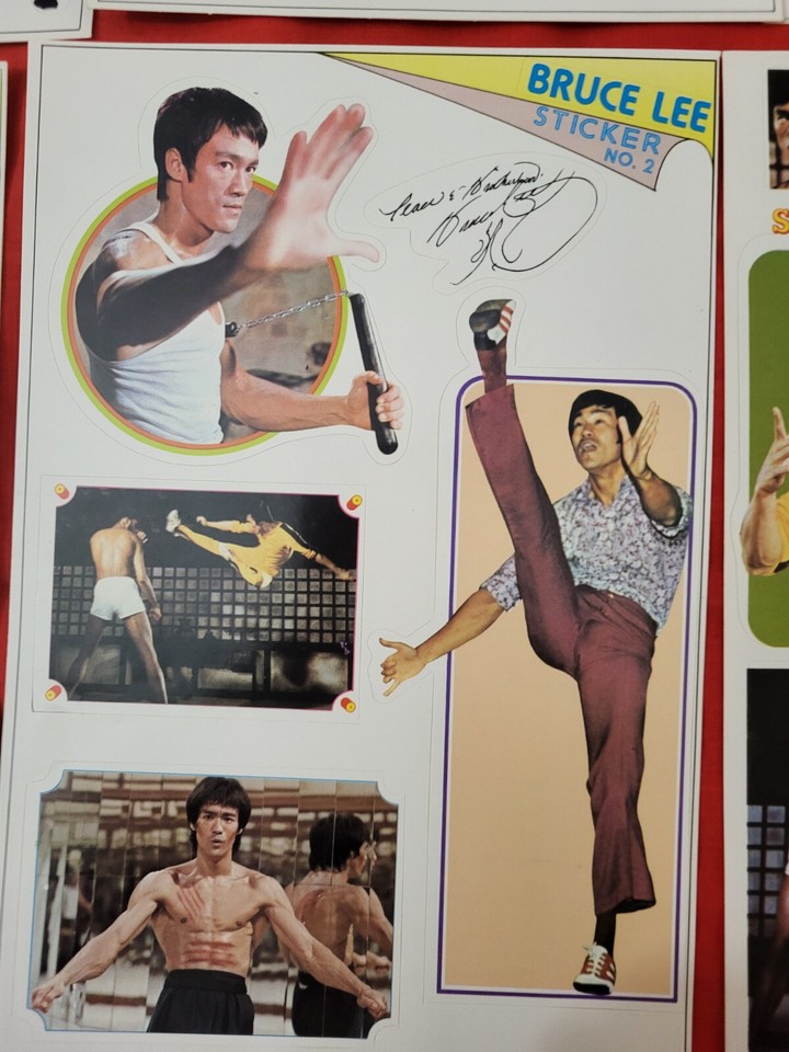 Bruce Lee Complete Sticker Card 6 Set - No. 2, & 6 are signed by Bruce ...