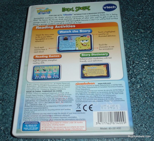 Spongebob Squarepants V.reader Model Sponge Ages 5 to 7 VTech for sale ...