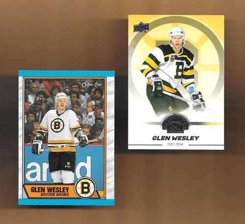 BOTH! GLEN WESLEY-BOSTON BRUINS! 23-24 Upper Deck Centennial/1989 O-PEE ...