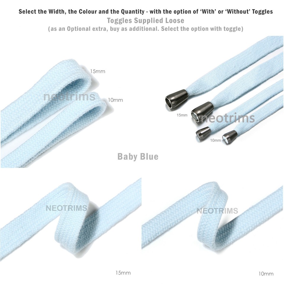 Drawstring Cord Cotton Hoodie String for Sweatshirt,10 & 15mm,Toggle ...