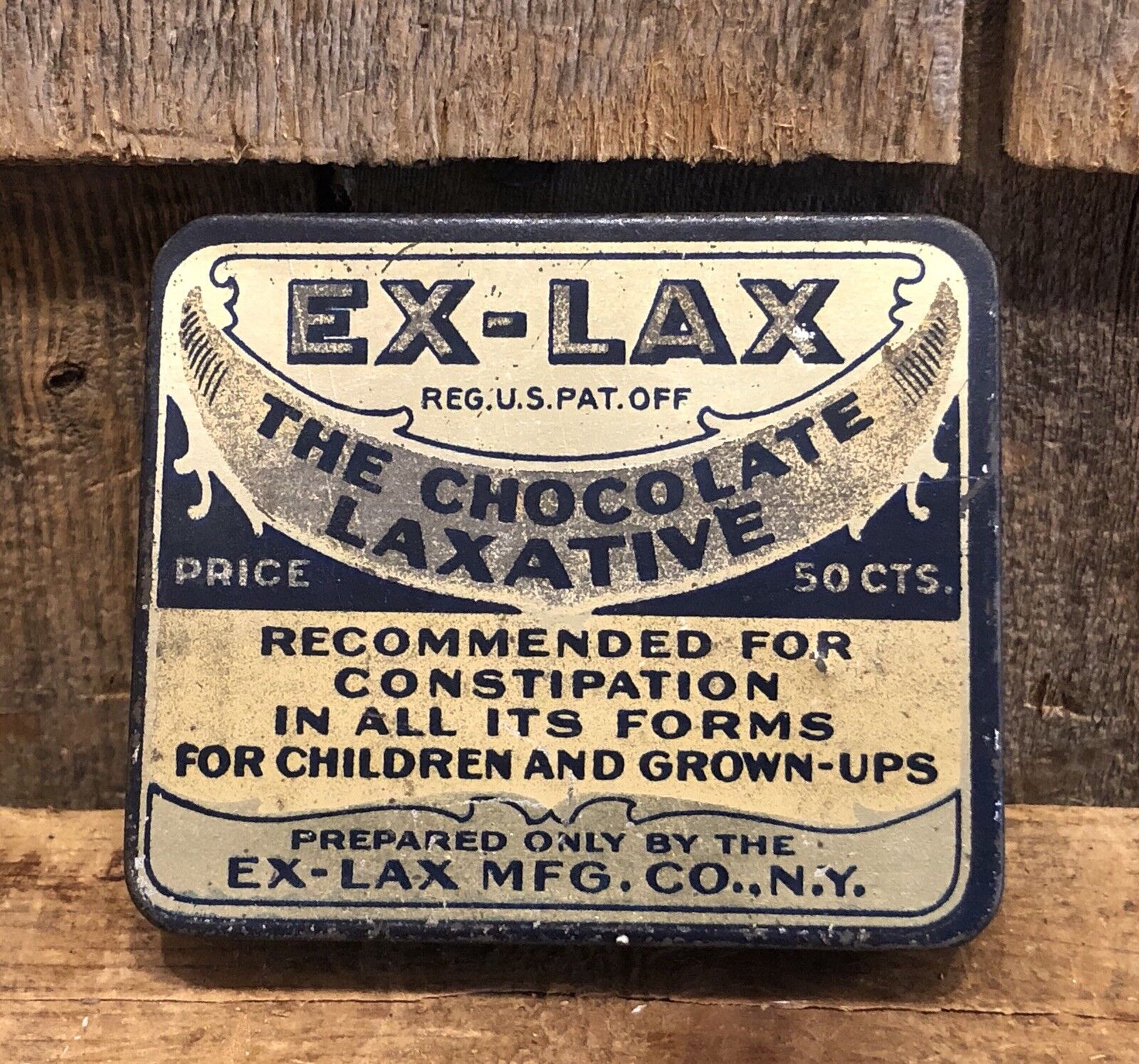 Vintage Old EX-LAX The CHOCOLATE LAXATIVE 50c Drug Store Advertising ...