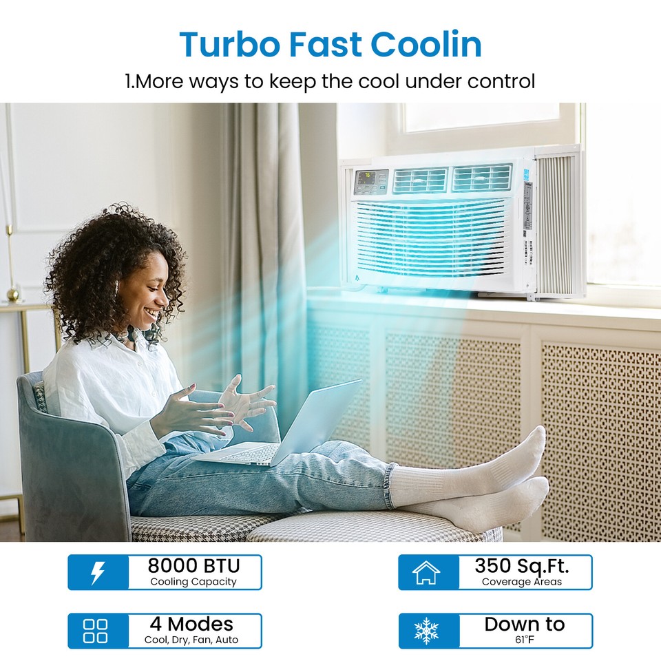 Air Conditioners Window Unit, 6000/8000/10000 BTU Smart Window AC Unit ...