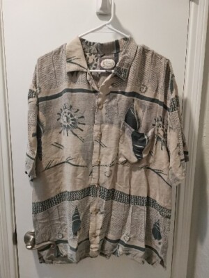 Tommy Bahama Mens Hawaiian Shirt L Silk Sea Shells | eBay