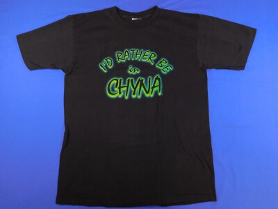 WWF I'D RATHER BE IN CHYNA GREEN IMAGE SHIRT 90'S VINTAGE WWE NO TAG | eBay