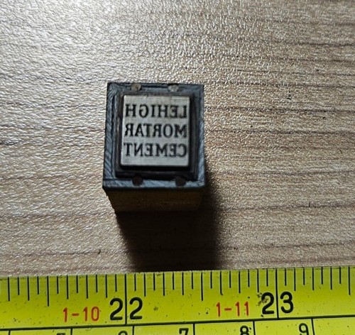 Vintage Letterpress Printing Block Lehigh Mortar Cement Logo ...