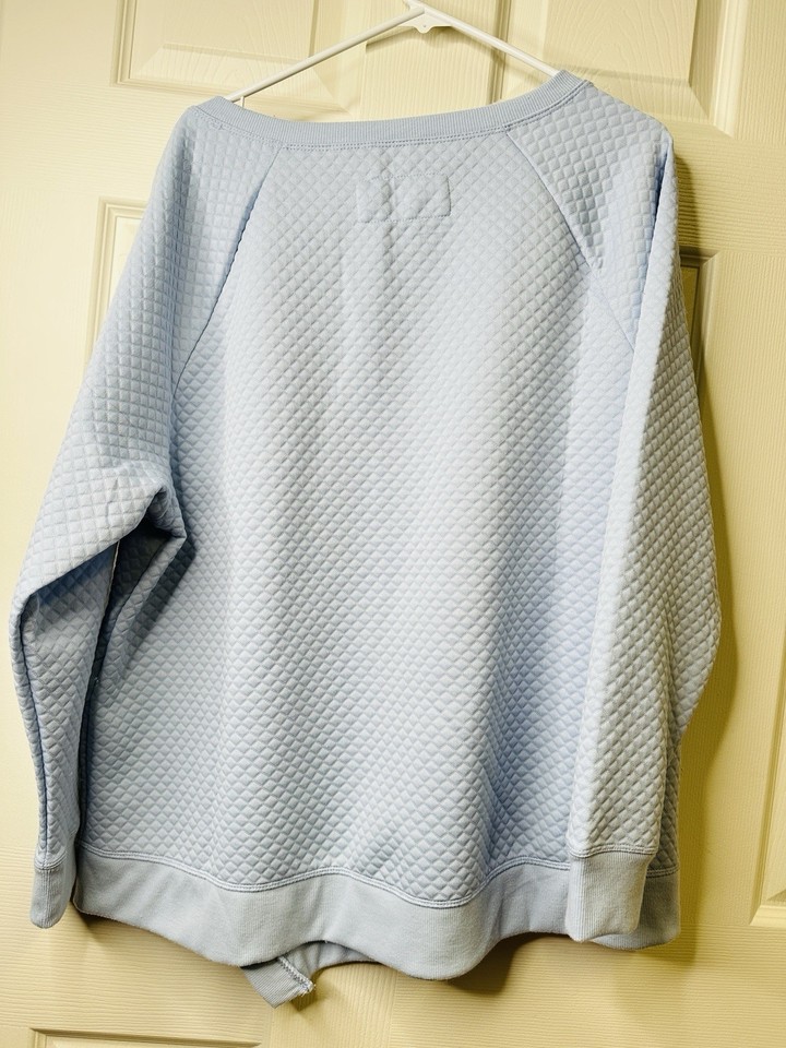 The Sweatshirt Project Light Blue Quilted Pullover 1X Snap Detail Cozy ...