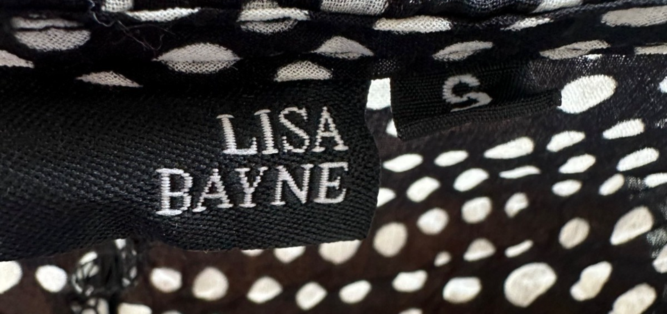 Lisa Bayne Womens Small Black White Crinkle Dress Pockets Artsy ...