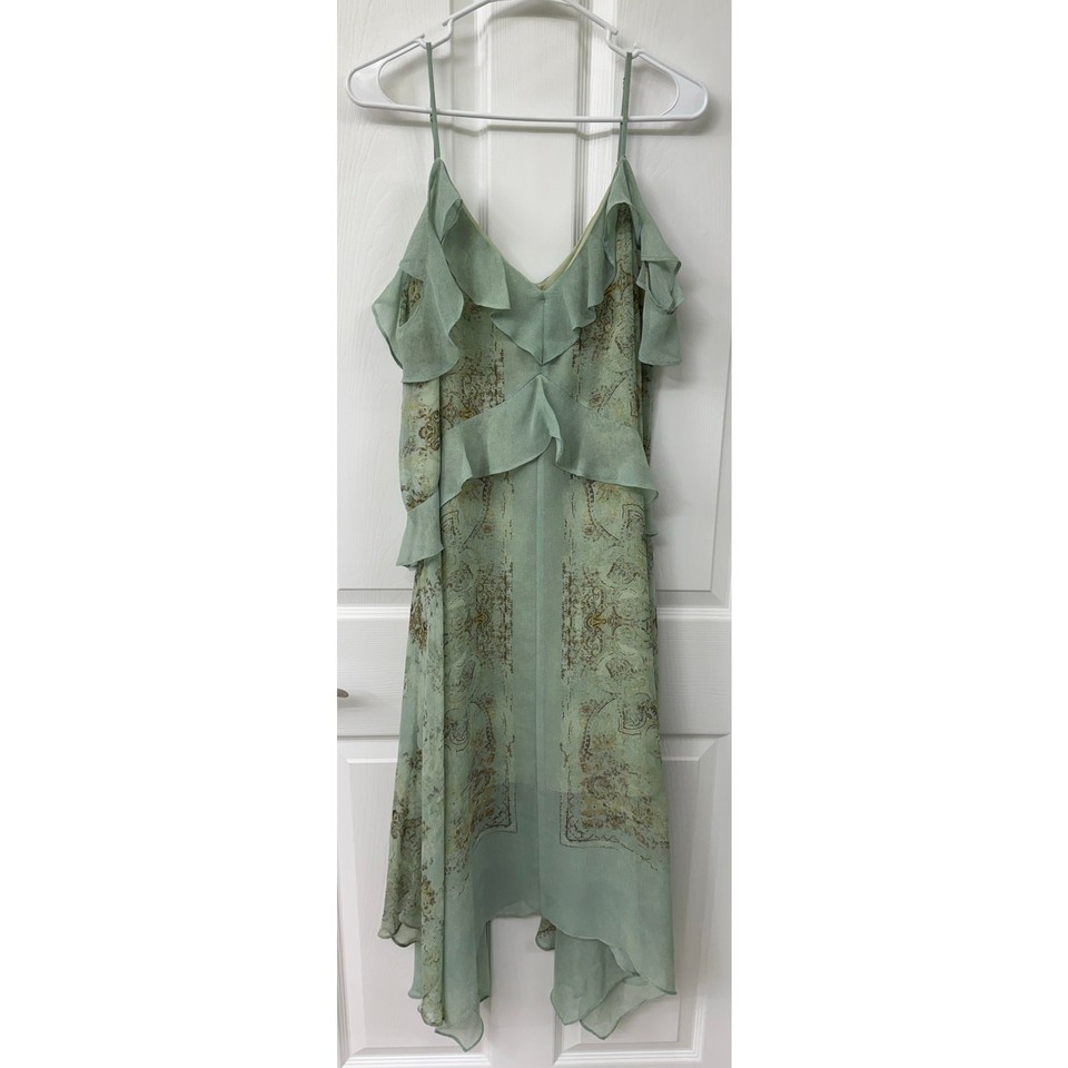 BCBGMAXAZRIA Linnette Cold-Shoulder Frill Asymmetric Hem Dress mint ...