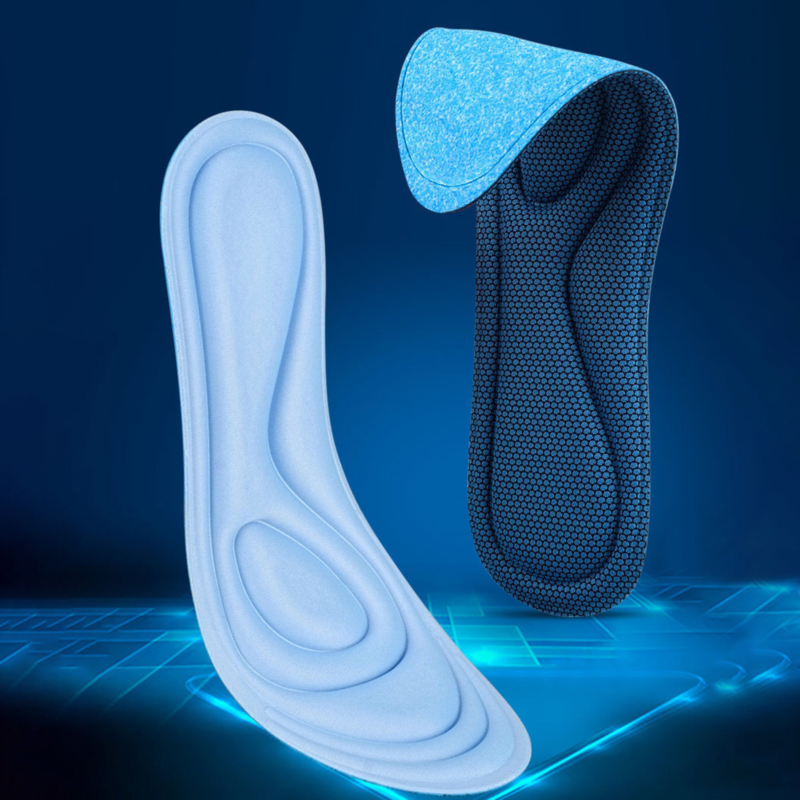 1 Pair Men Insoles 3d Design Foot Protection Nano Deodorant Shoes ...