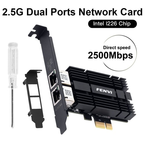 2.5Gbps PCI-E Network Adapter Intel I226 Dual Port Ethernet RJ45 LAN ...