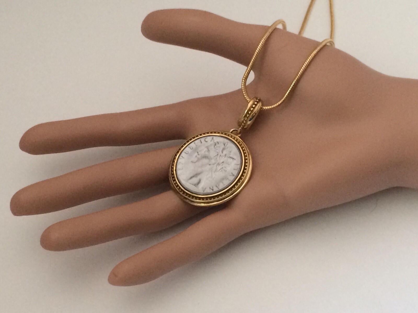 Vintage Repvbblica Italiana L.100 Coin 925 Italy Gold Overlay Sterling ...