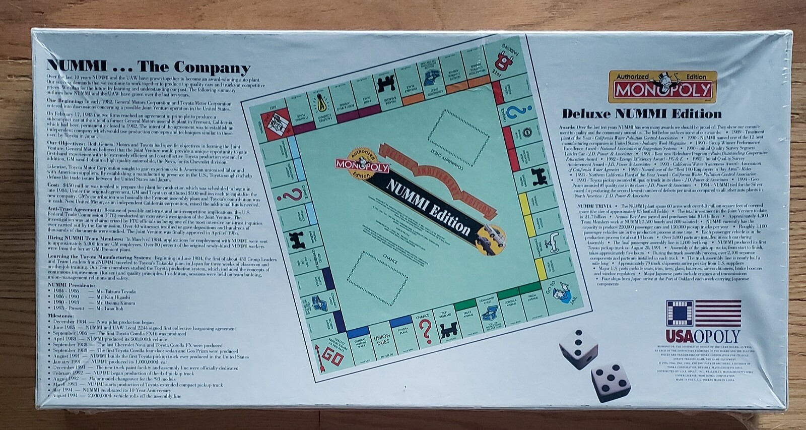 NEW Monopoly NUMMI DELUXE ANNIVERSARY EDITION 1994 Game Sealed NIB | eBay