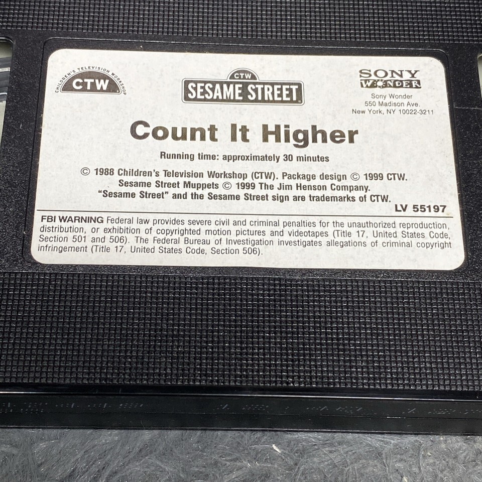 Sesame Street Count It Higher VHS Tape 1999 Great Music Videos From ...