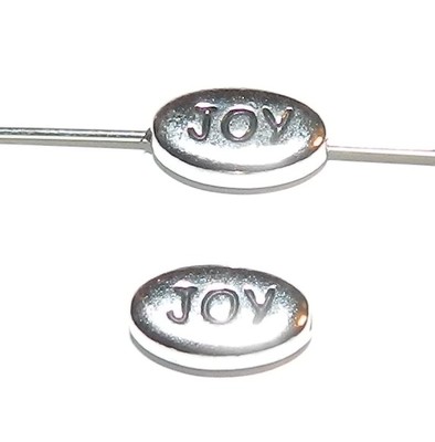 MB742 Antiqued Silver JOY Message 11mm Flat Oval Pewter Metal Beads 2pc ...