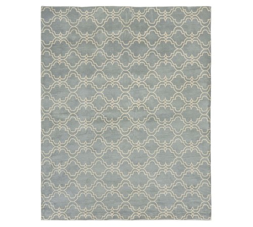 Pottery Barn scroll tile Porcelain Blue 8X10 modern wool area rug ...