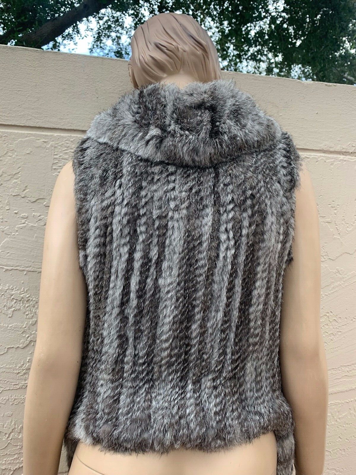 YVES SALOMON GORGEOUS GRAY SHADES RABBIT FUR VEST JACKET COAT FRANCE SZ ...