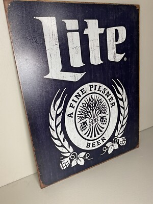 Miller Lite Beer Rustic Retro Metal Tin Sign 12.5 x 16 Inches | eBay