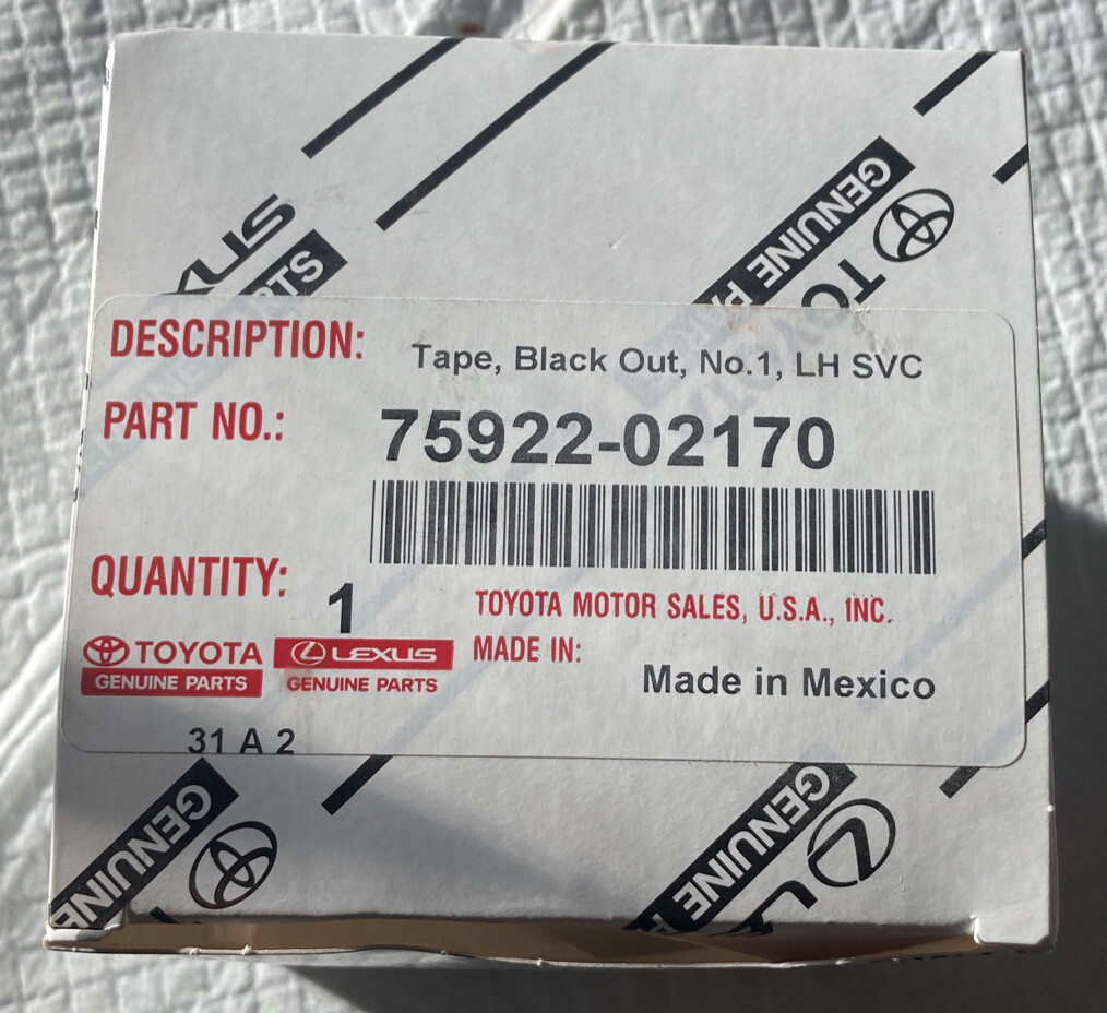 Genuine Toyota Black Out Tape 75922-02170 | eBay