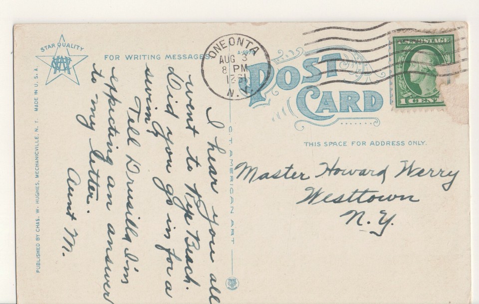 Vintage Postcard, U.S. Post Office, Oneonta, New York | eBay